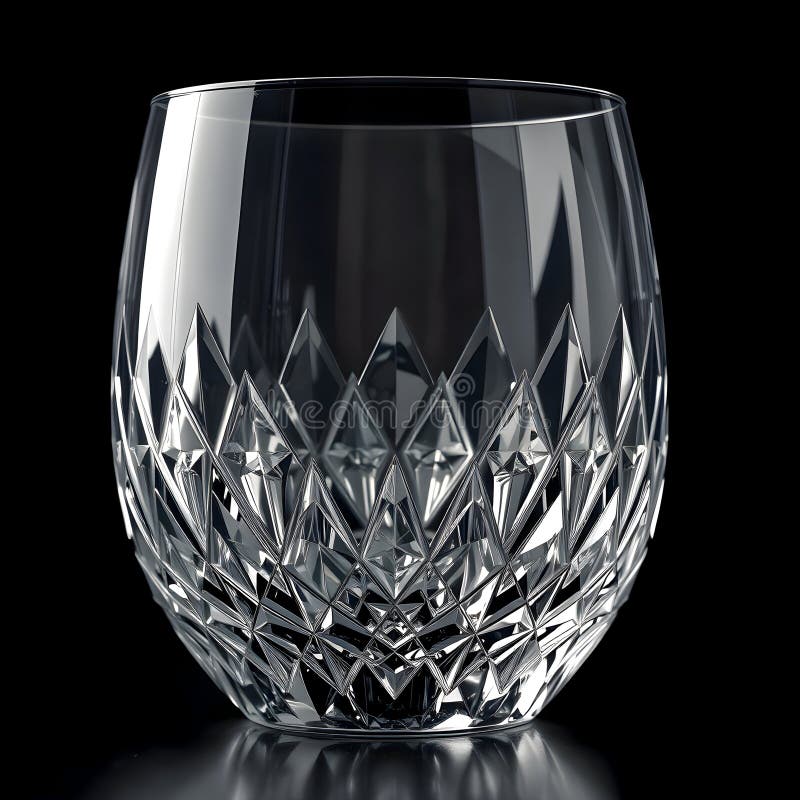 Isolated Crystal Glass Reflects Light on Black a Transparent Object ...