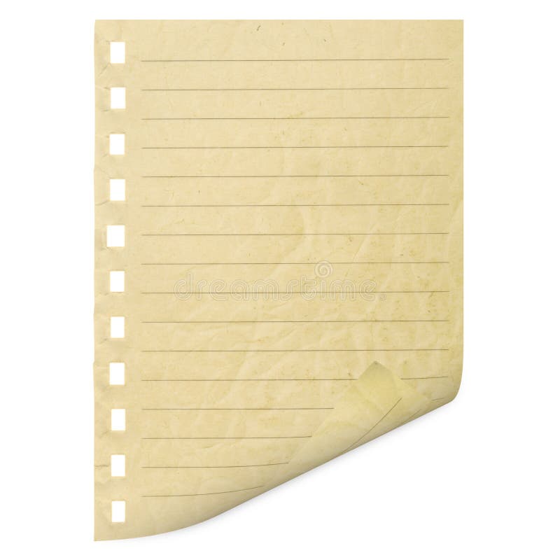 A Isolated Curled Sheet of Paper Stock Image - Image of list, binding ...