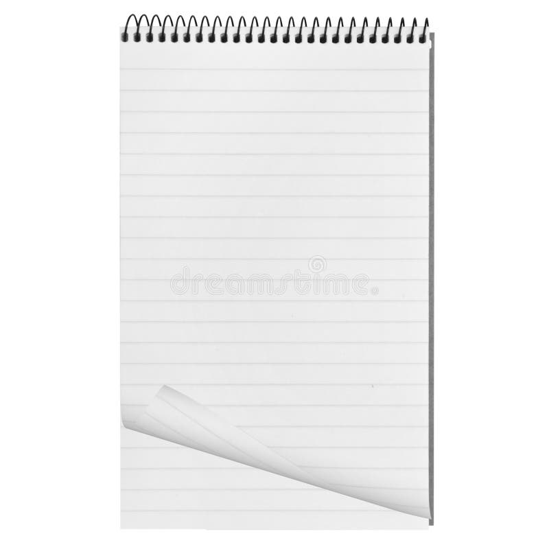 A Isolated Curled Sheet of Paper Stock Photo - Image of notepad, lines ...