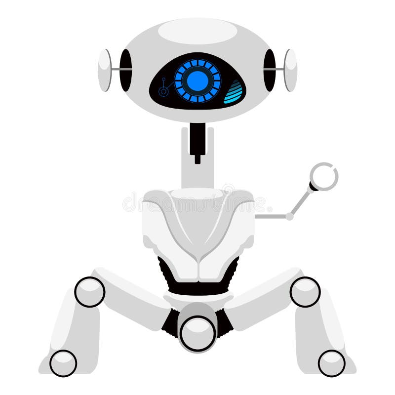 Cute AI Android Robot Working with Laptop in Office. Chat GPT ...