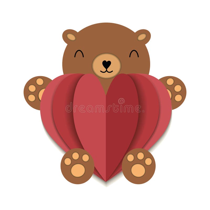 Isolated Cute Bear Holding a Heart Shape Vector Stock Vector ...