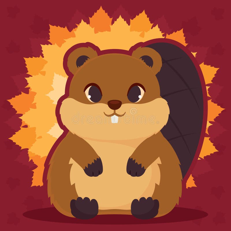 Isolated Cute Beaver Autumn Animal Character Vector Stock Illustration ...