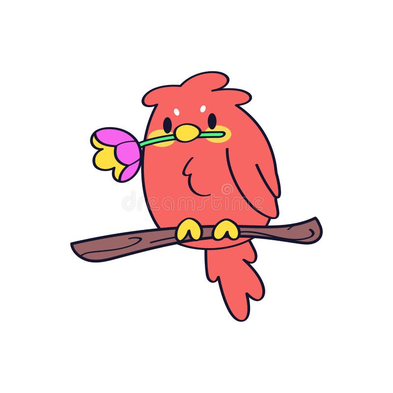 Isolated Cute Bird on a Branch Vector Stock Vector - Illustration of ...