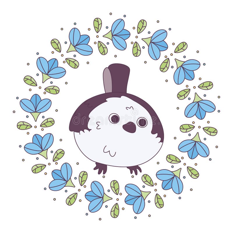 Isolated Cute Bird in a Floral Frame Vector Stock Vector - Illustration ...