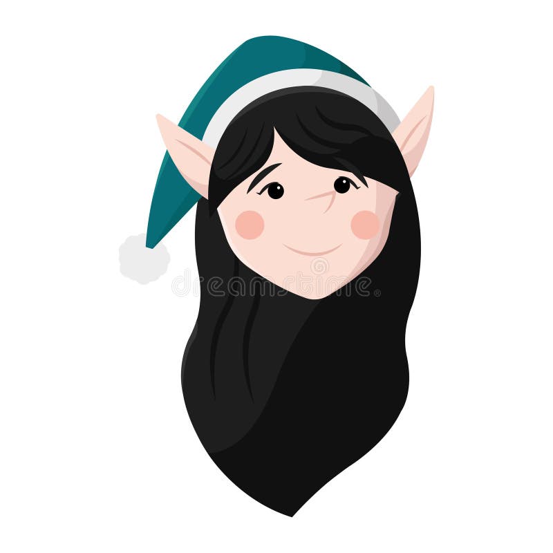 Isolated Cute Christmas Female Elf Avatar Vector Stock Vector ...