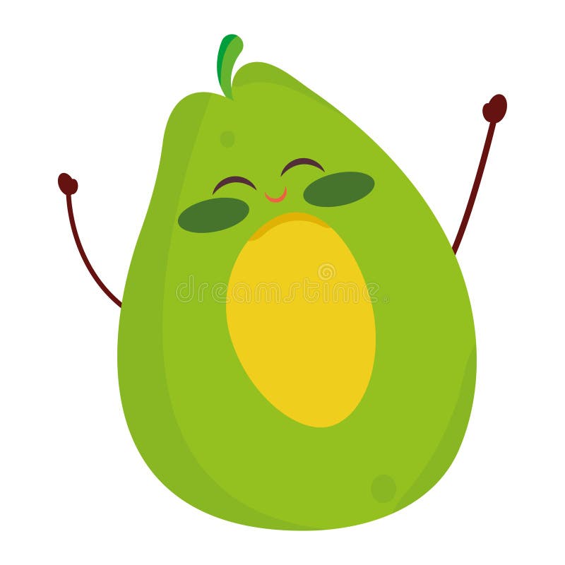 Isolated Cute Colored Avocado Cartoon Character Vector Stock Vector ...