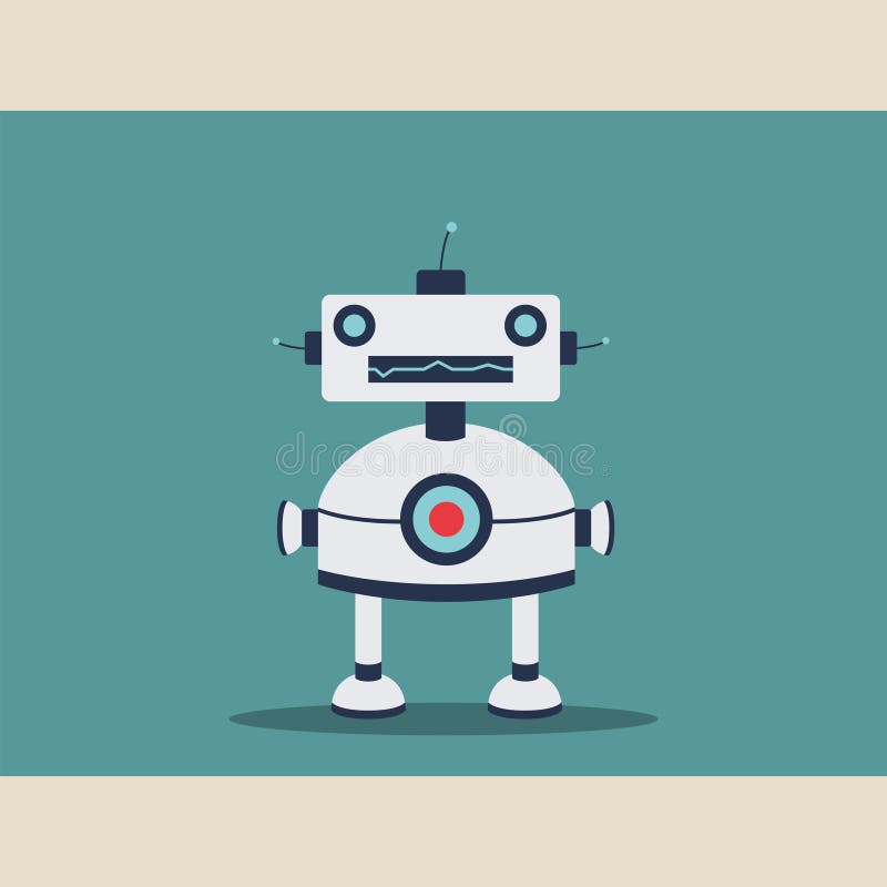 Isolated Cute Colored Robot Character Vector Stock Vector