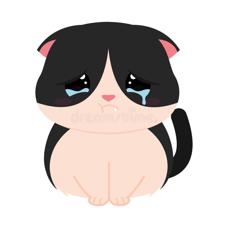 Isolated Cute Crying Cat Character Vector Stock Vector - Illustration ...