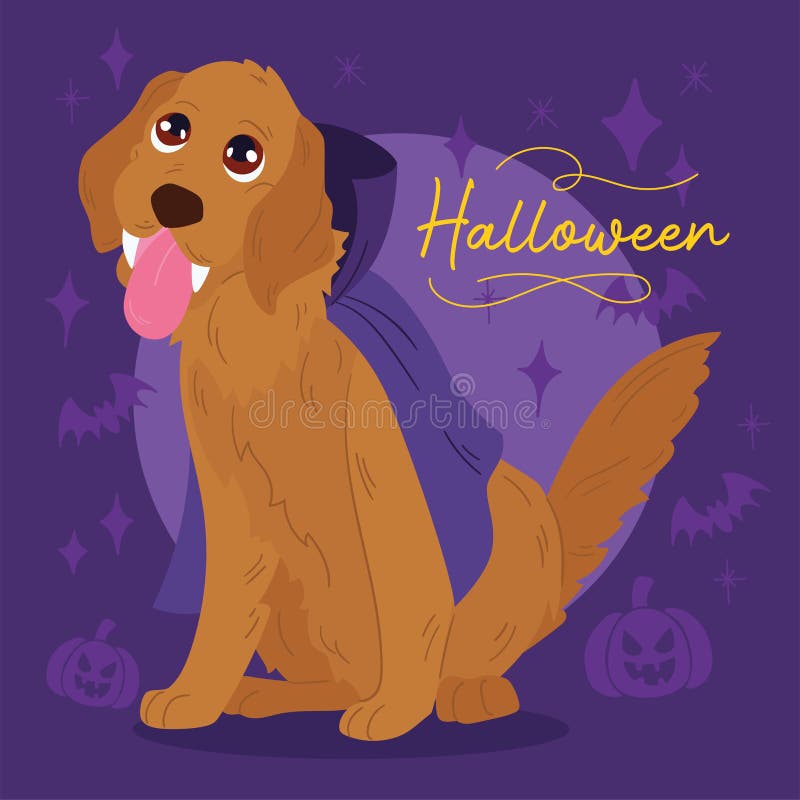 Isolated Cute Dog with a Vampire Halloween Costume Vector Stock Vector ...