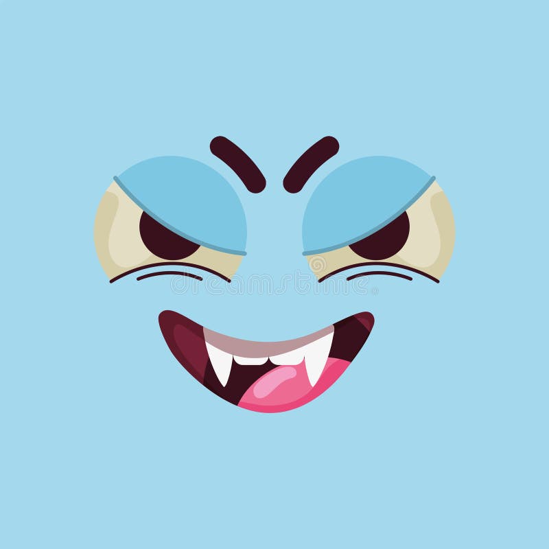 Isolated Cute Evil Happy Facial Expression Vector Stock Vector ...