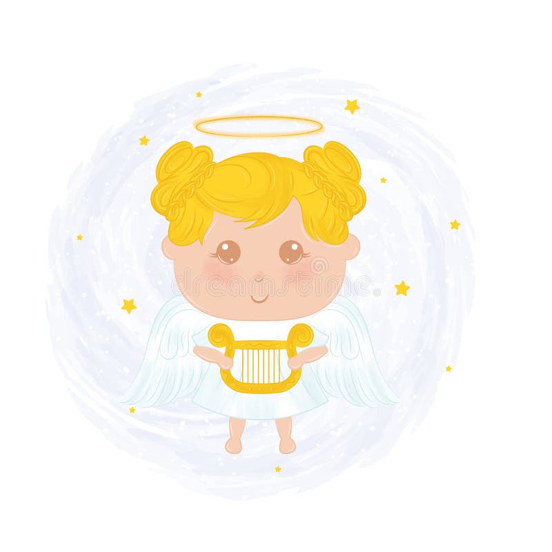 Isolated Cute Female Angel Character Vector Stock Vector Illustration