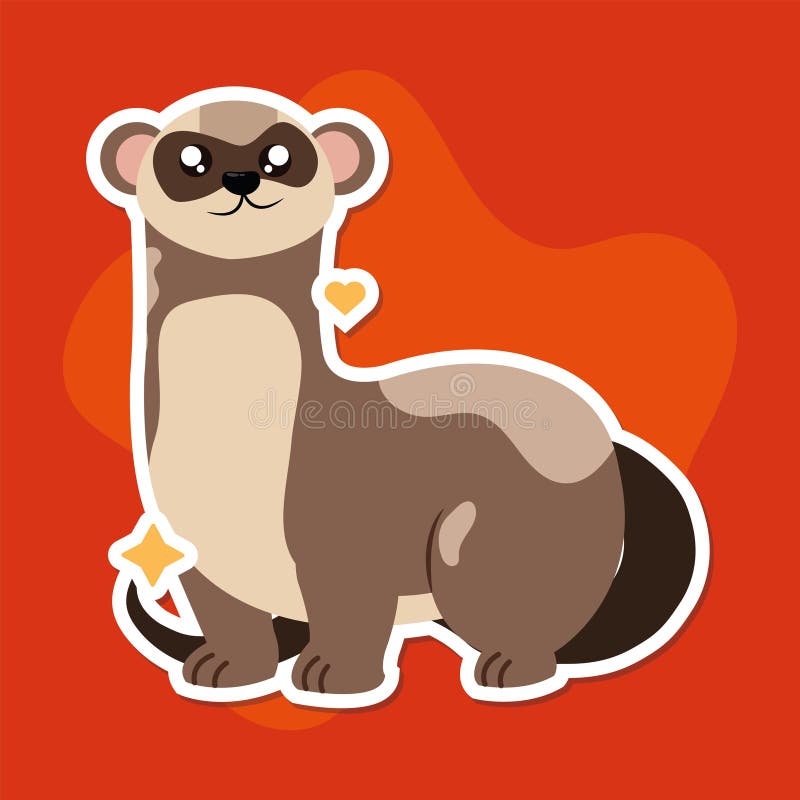 Isolated Cute Ferret Cartoon Character Vector Stock Vector ...