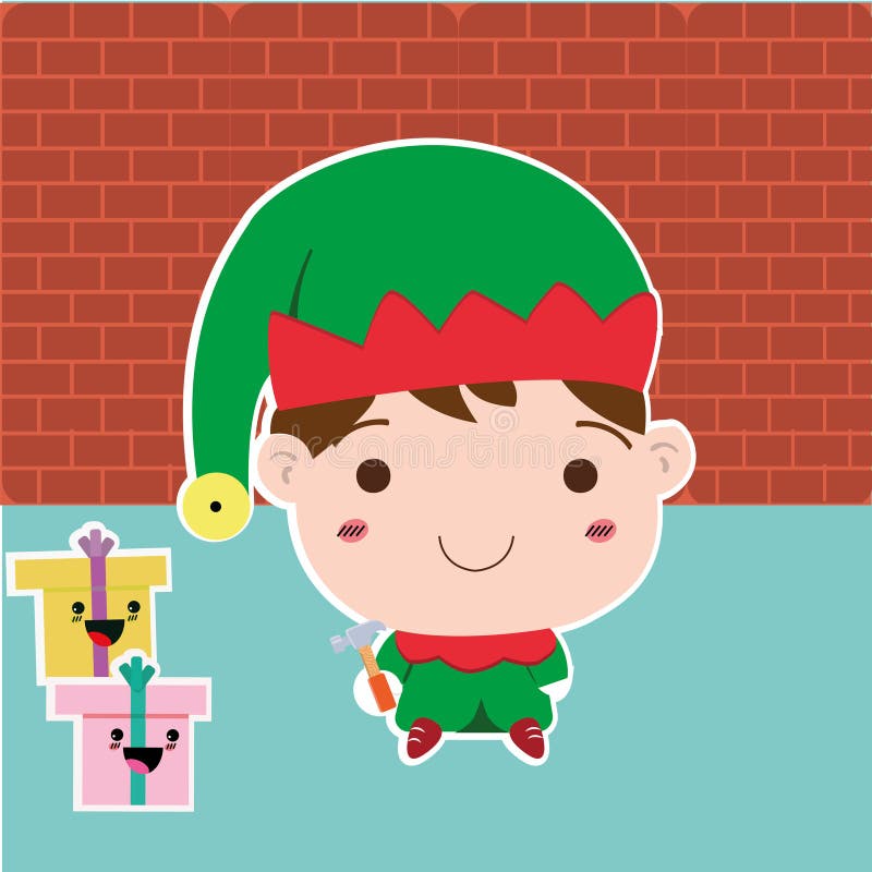 Isolated Cute Happy Christmas Elf with Presents Vector Stock Vector ... Isolated Cute Happy Christmas Elf with Presents Vector Stock Vector ...