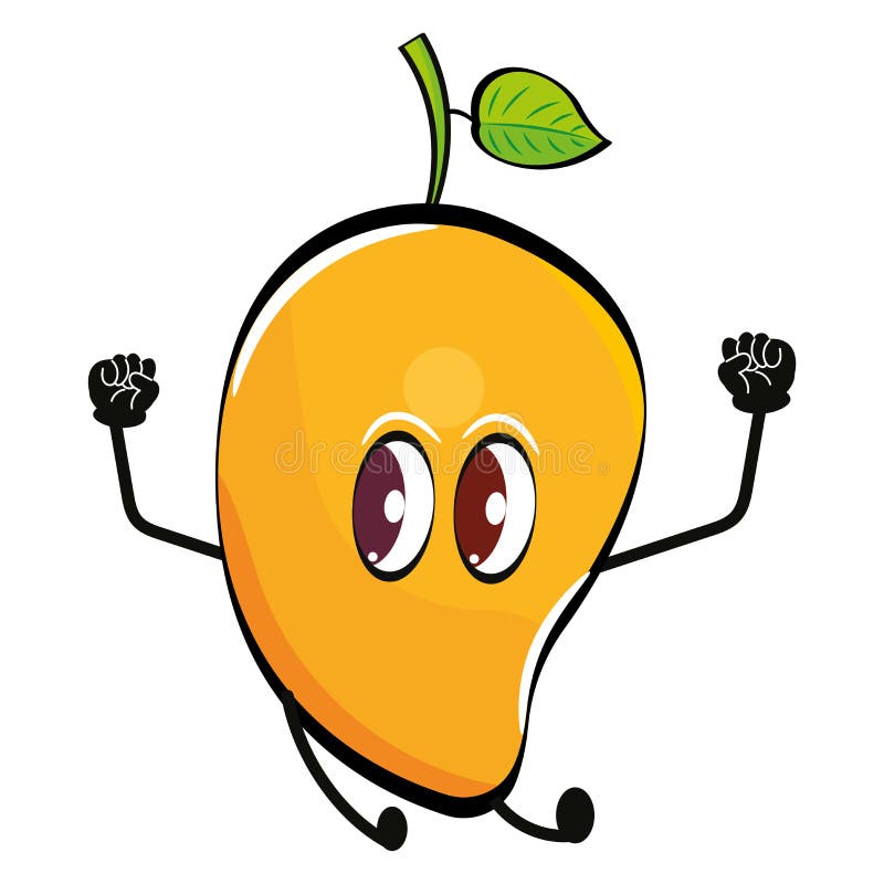 Isolated Cute Mango Cartoon Character Vector Stock Vector ...