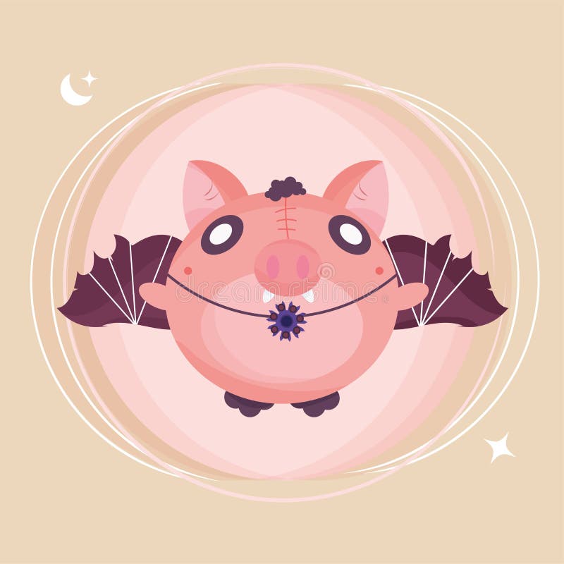 Isolated Cute Pig on a Vampire Costume Vector Stock Vector ...