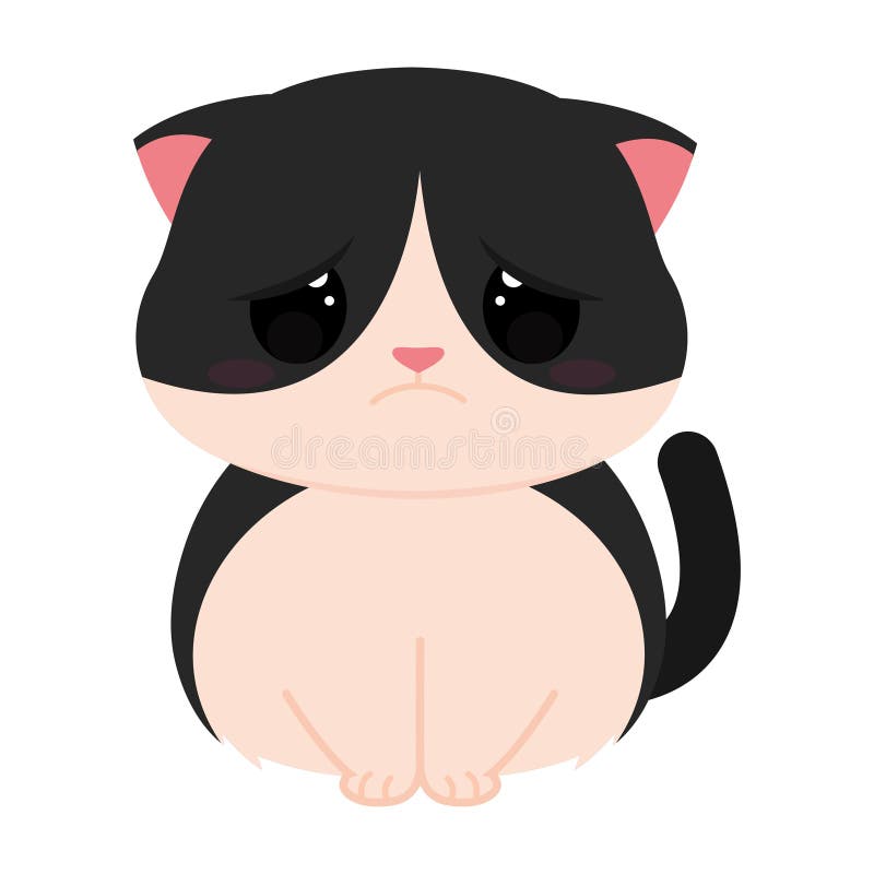Isolated Cute Sad Cat Character Vector Stock Vector - Illustration of ...