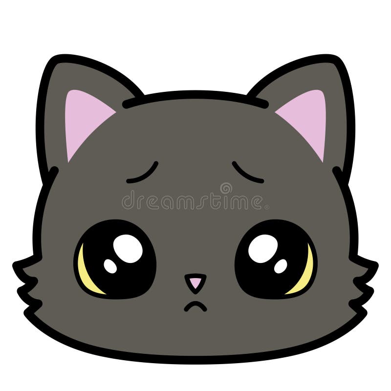 Isolated Cute Sad Cat Emoji Stock Vector - Illustration of emoticon ...