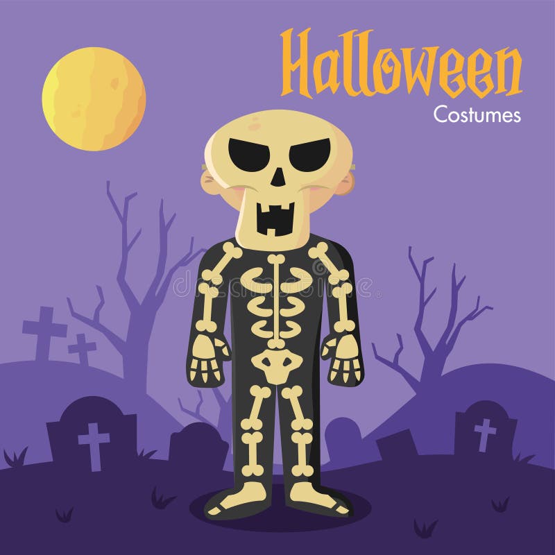 Isolated Cute Skeleton Halloween Costume Character Vector Stock Vector ...