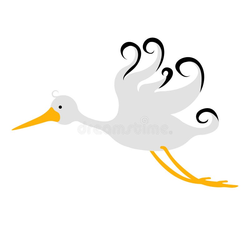 Isolated cute stork icon stock vector. Illustration of graphic - 110771737
