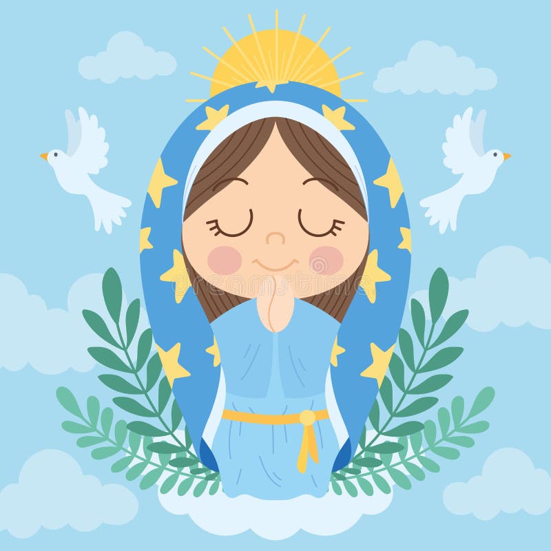 Isolated Cute Virgin Mary Character Vector Stock Vector - Illustration ...