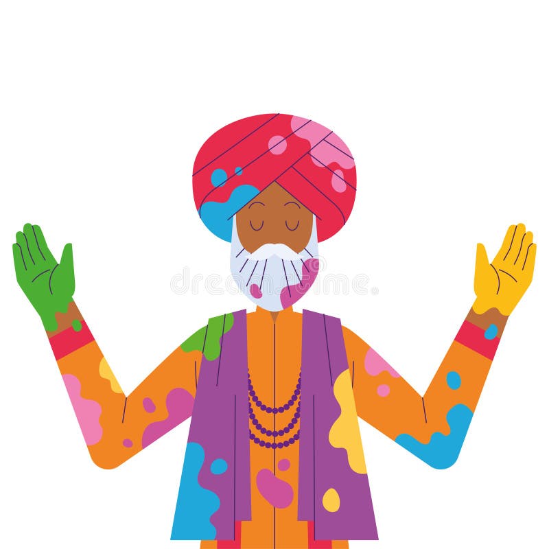 Isolated Cute Wise Man Character Playing with Paint Vector Stock Vector ...