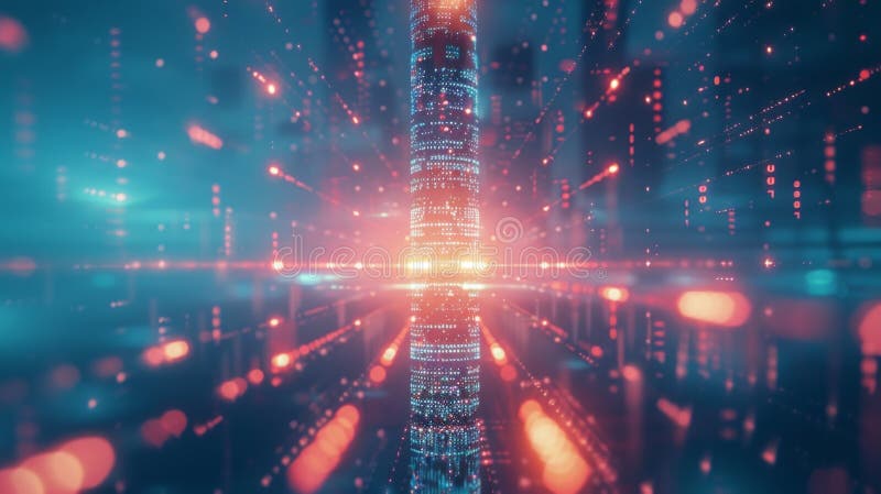 Isolated Cyber Tower Radiating Secure Data in Serene Digital ...