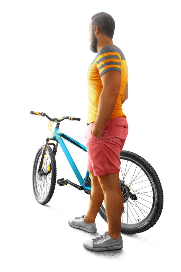 Isolated Cyclist in the Middle of a Forest Stock Image - Image of ...