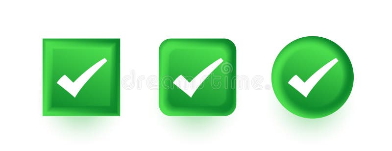 Isolated 3d Checkmark Tick Button Symbol in Set Stock Vector ...