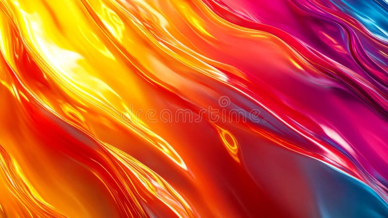 Isolated 3D Chrome Neon Fluid Form with a Liquid Metallic Shape on a ...