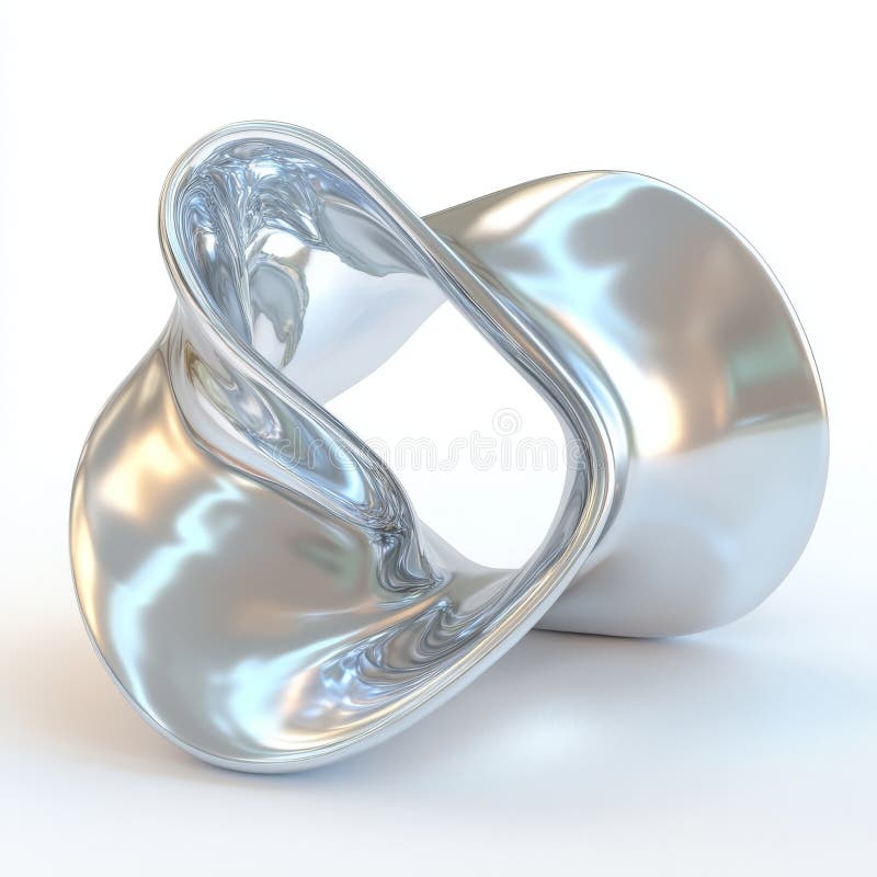 An Isolated 3D Chrome Neon Liquid Metallic Shape with a Fluid Form, Set ...