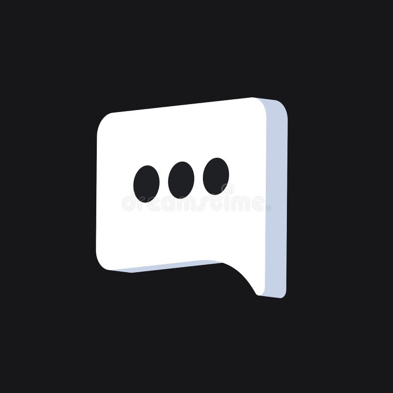Isolated 3D Comment Icon on Black Background. Social Media Interaction ...
