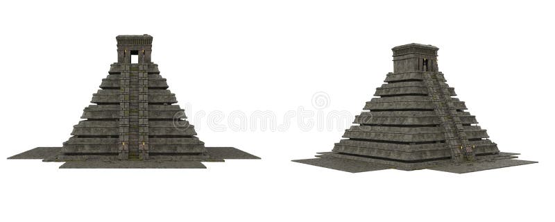 Isolated 3D Illustration of an Aztec Pyramid from the Ancient Mexican ...