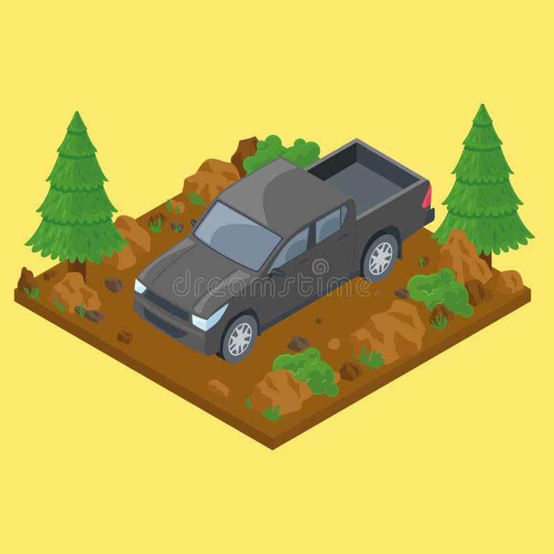 Isolated 3d Isometric Grey Van Riding on a Land Stock Vector ...