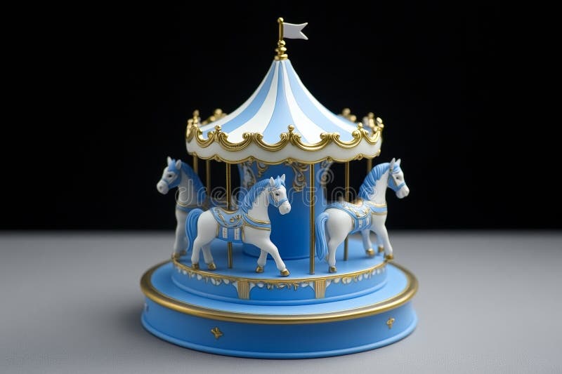 Isolated 3d Model of a Carousel with a Horse on a White Background ...