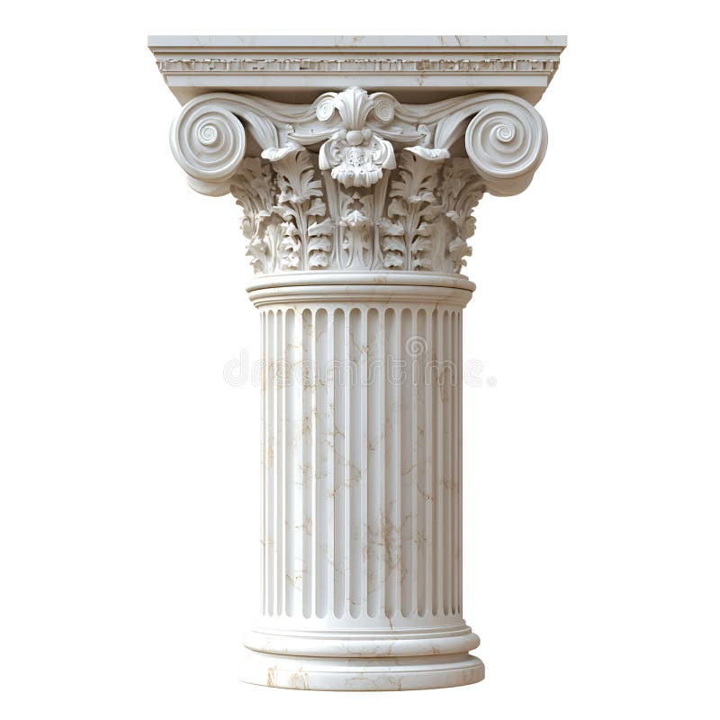 A Detailed View of a White Ionic Column with Intricate Carvings on a ...