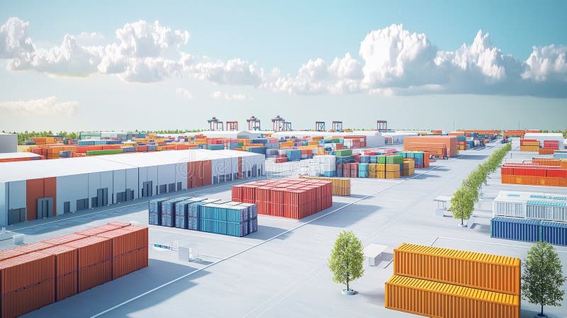 Isolated 3D Render of Container Yard Management Office 8K Resolution ...