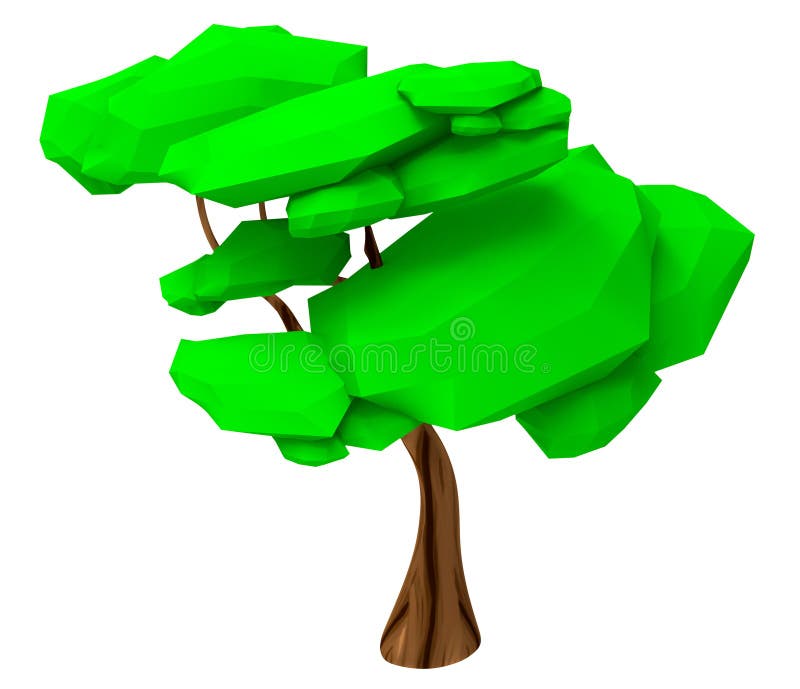 Isolated 3d Render Illustration of Isometric Lowpoly Game Tree Stock ...