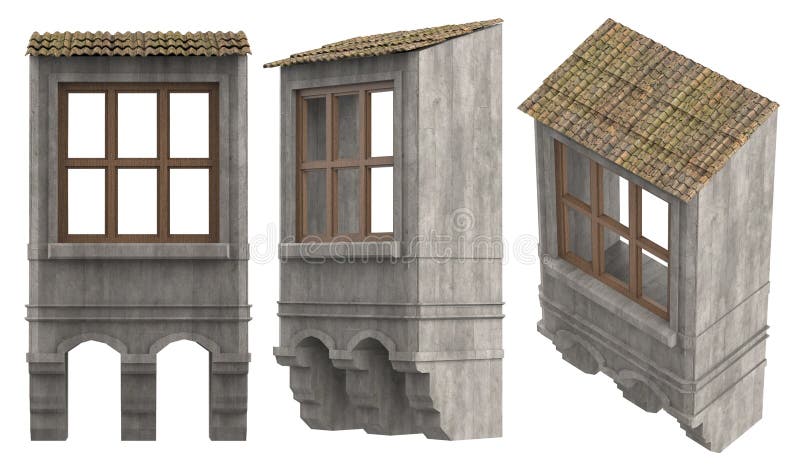 Isolated 3d Render Illustration of Medieval Castle Balcony Stock ...