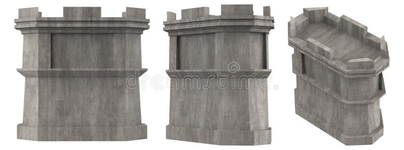 Isolated 3d Render Illustration of Medieval Castle Wall Tower Stock ...