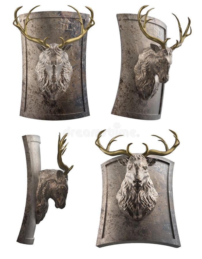 Isolated 3d Render Illustration of Medieval Deer Shield Stock ...