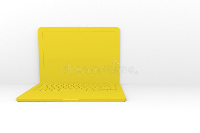 Isolated 3D Render Laptop Computer. Yellow Color ,white Background ...