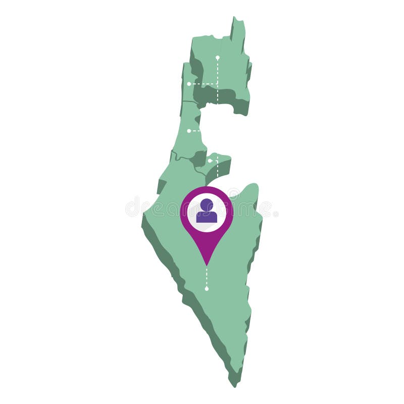 Isolated 3d Render Map of Israel with a Map Pin Vector Stock Vector ...