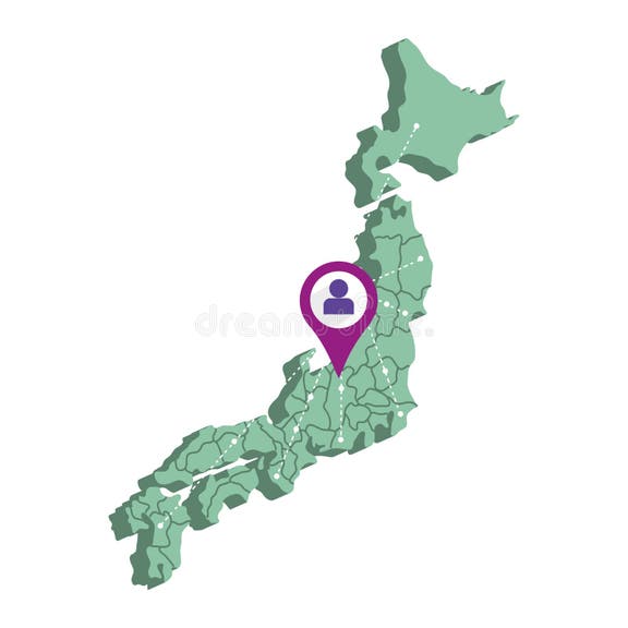 Isolated 3d Render Map of Japan with a Map Pin Vector Stock Vector ...