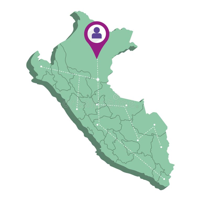 Isolated 3d Render Map of Peru with a Map Pin Vector Stock Vector ...