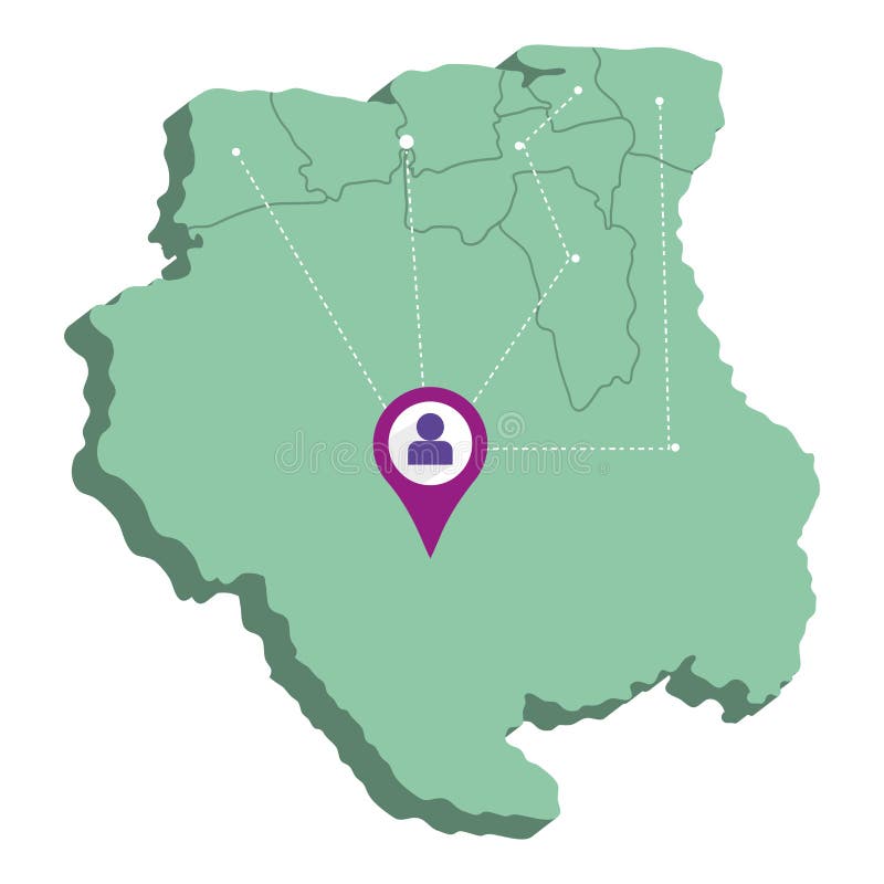 Isolated 3d Render Map of Suriname with a Map Pin Vector Stock Vector ...