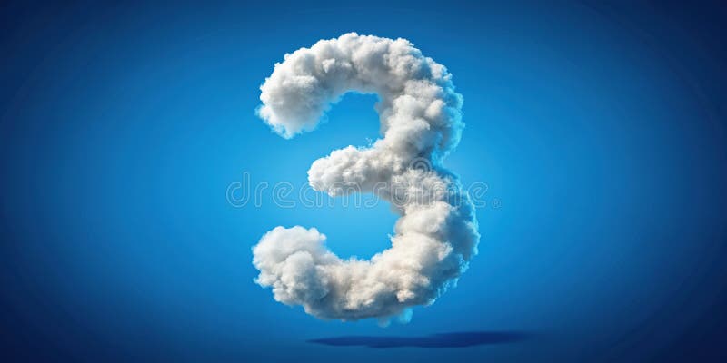 Isolated 3D Rendered Fluffy White Cloud Number 3 Customizable Cloud ...