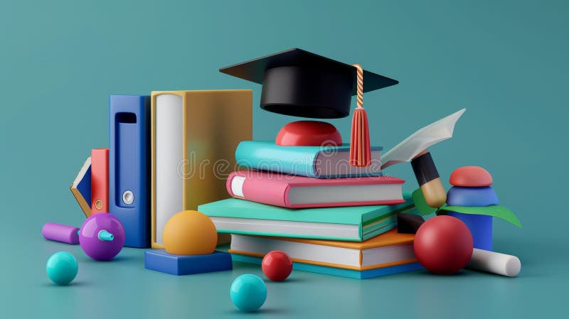 An Isolated 3D Rendering of a Realistic 3d Education and Social Media ...