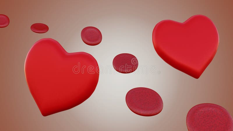 Isolated Red Heart Shape with Erythrocytes, or Red Blood Cells. Stock ...