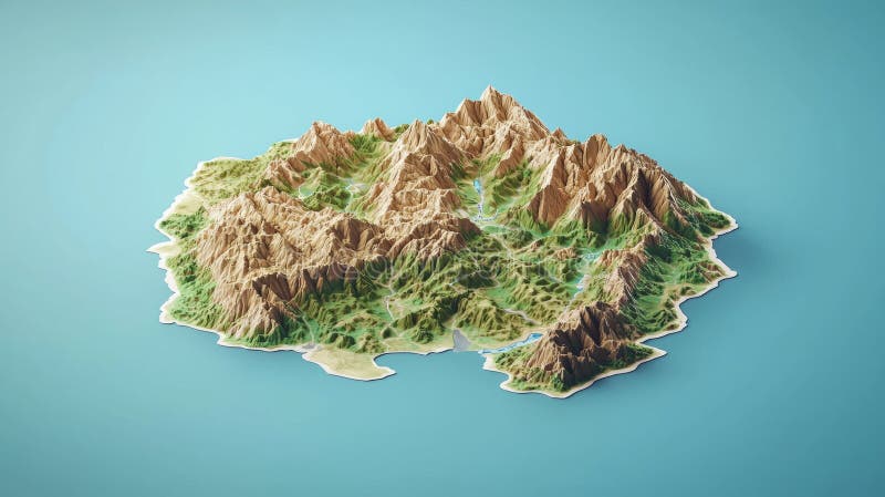 An Isolated 3D Rendering of a Shaded Relief Slovakia Map in Green and ...