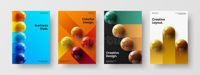 Isolated 3D Spheres Flyer Template Bundle Stock Vector - Illustration ...